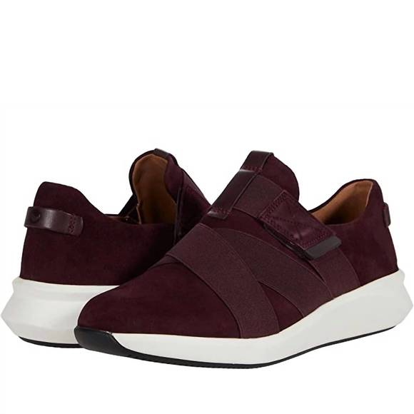 Clarks | Shoes | New Clarks Un Rio Strap Sneaker In Burgundy | Poshmark